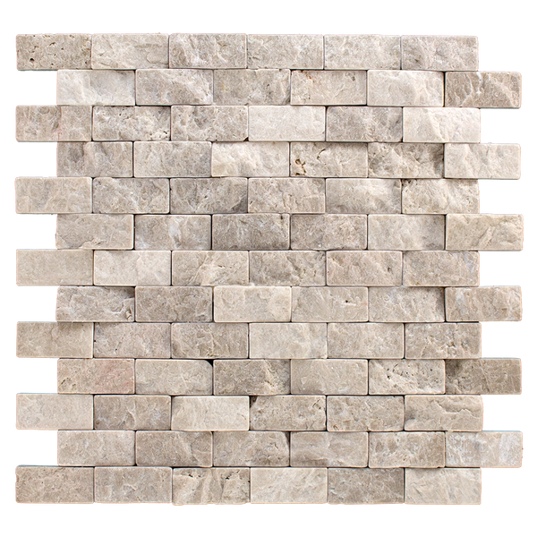 1x2 Crema Nova Marble Mosaic Tile - Tumbled Split Face – DW TILE & STONE