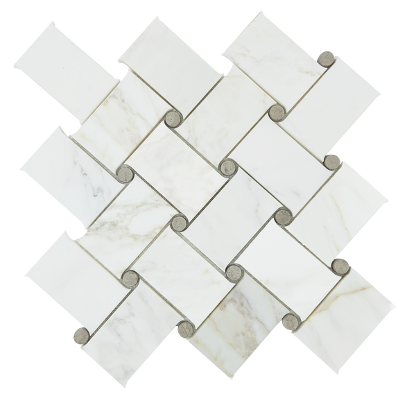 SELENE - Calacatta Gold w/ Thala Grey Marble Mosaic - Honed – DW TILE ...