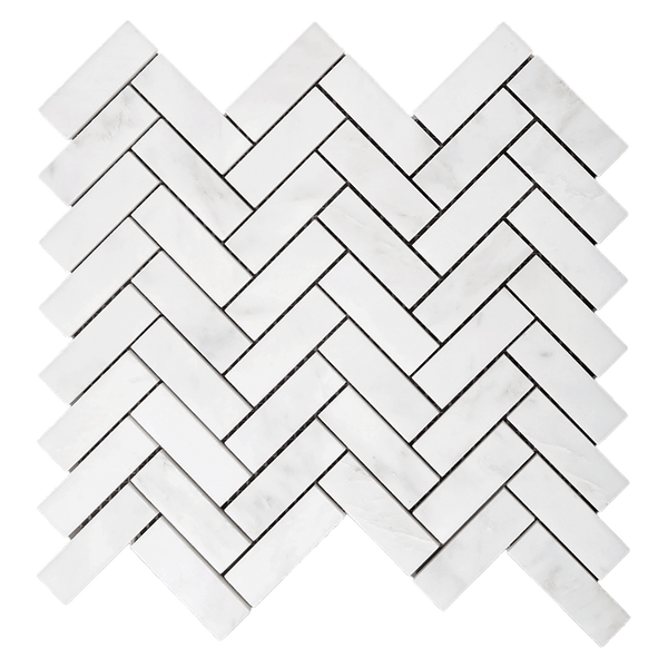 Bianco Bello Marble Premium 1" x 3" Herringbone Mosaic - Polished Or H ...